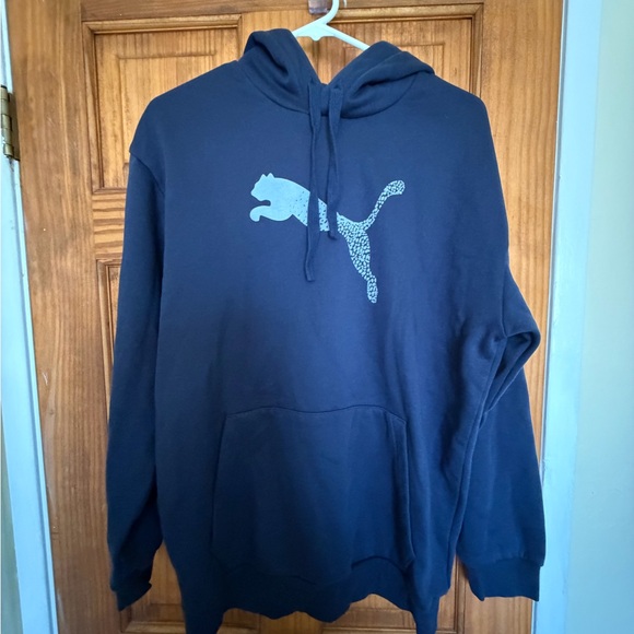 Puma | Sweaters | Puma Mens Dark Blue Hoodie With Logo | Poshmark